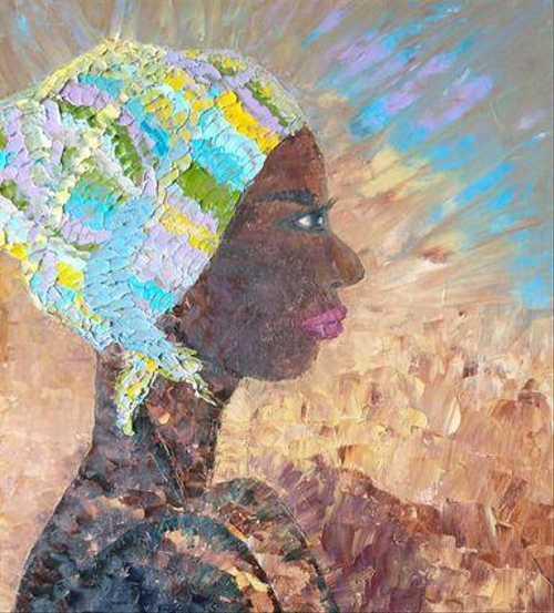 Картина маслом на холсте портрет Девушка Африканка