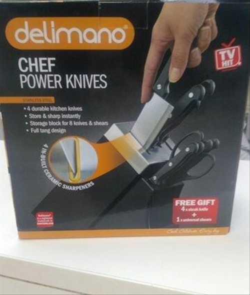 Набор ножей с подставкой и ножеточкой Delimano Шеф