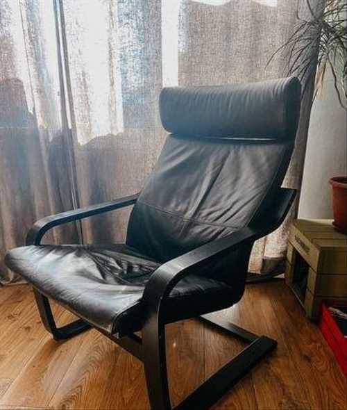 Кожанное кресло Икеа Поэнг