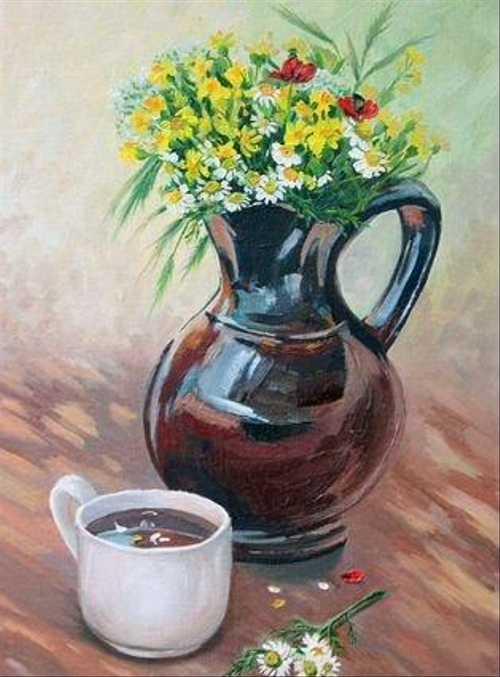 Картина маслом "Ромашковый чай"