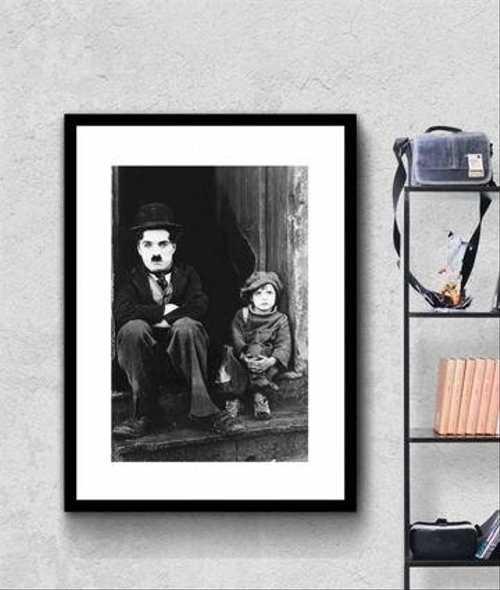 Плакат "Просто Постер" Чарли Чаплин и Малыш-Джон 90x120 в подарочном тубусе