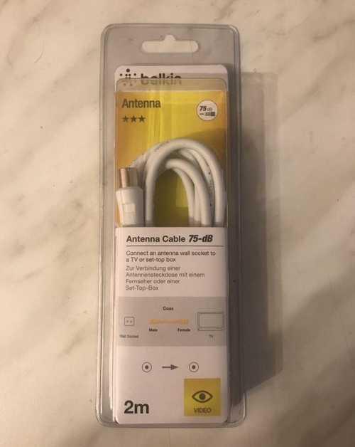 Новый антенный кабель Belkin 75 dB 2м