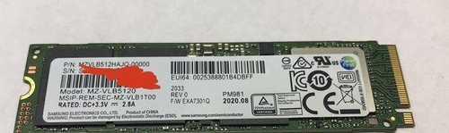 SSD диск 512GB samsung PM981 MZ-VLB5120 nvme