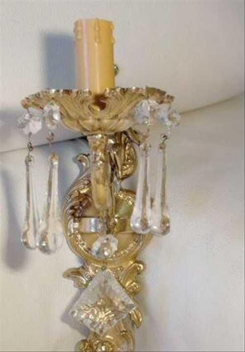 Лампа бра винтаж бронза хрусталь светильник Италия