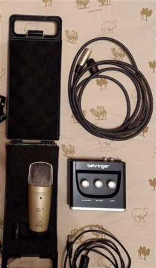 Микрофон студийный и звуковая карта behringer