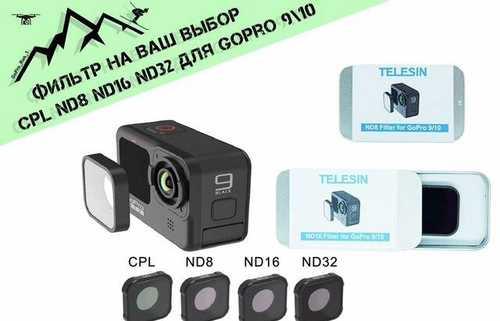 Фильтр Telesin CPL. ND8 ND16 ND32 для GoPro 9 10