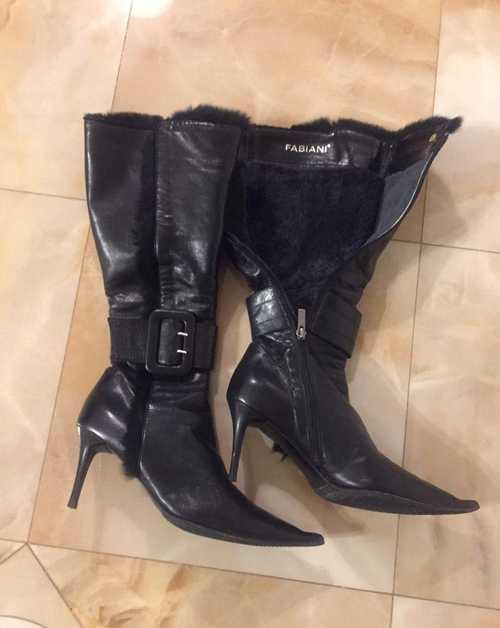 Сапоги зимние Fabiani 38 р кожа кролик