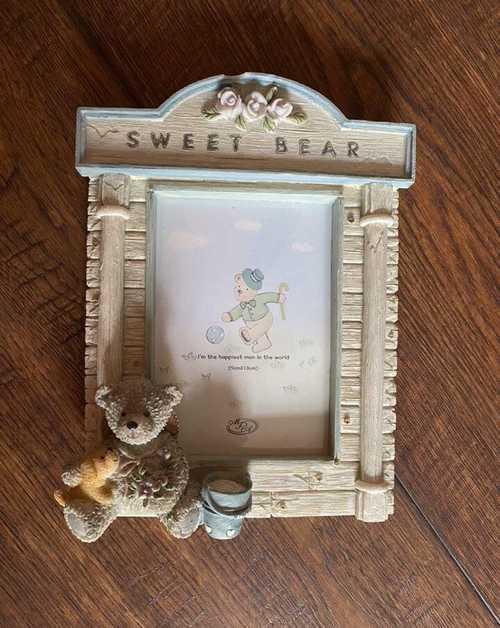 Детская керамическая фоторамка с мишкой Sweet bear