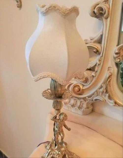 Настольная лампа винтаж антикварная бронза Италия