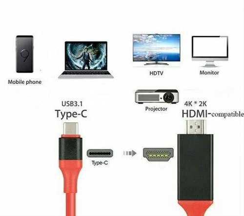 Тип C к совместимому с hdmi кабель USB 3,1 к hdmi
