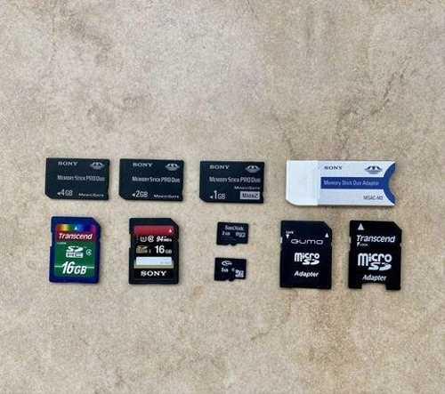 Карты памяти MicroSD, SD, memory stick