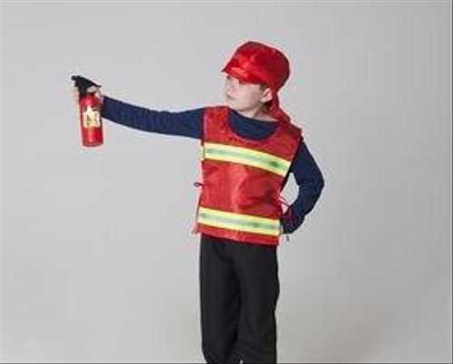 Костюм детский "Пожарный" со светоотражающими полосами: жилет, головной убор, рост 98-128 см