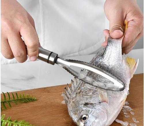 Нож для чистки рыбы в комплекте с пинцетом из нерж
