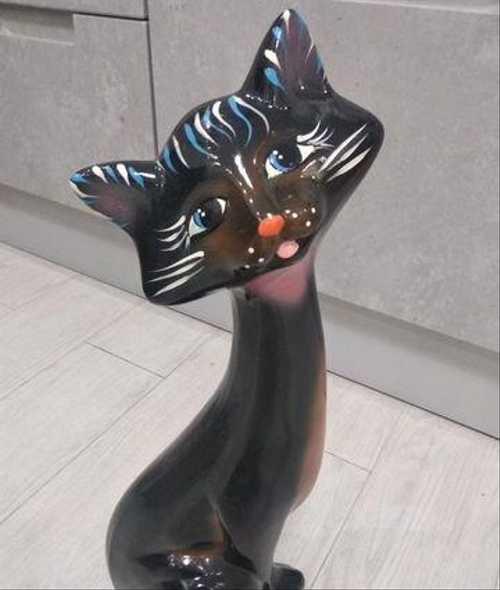 Кошка копилка из керамики (декор, зеленый угол)