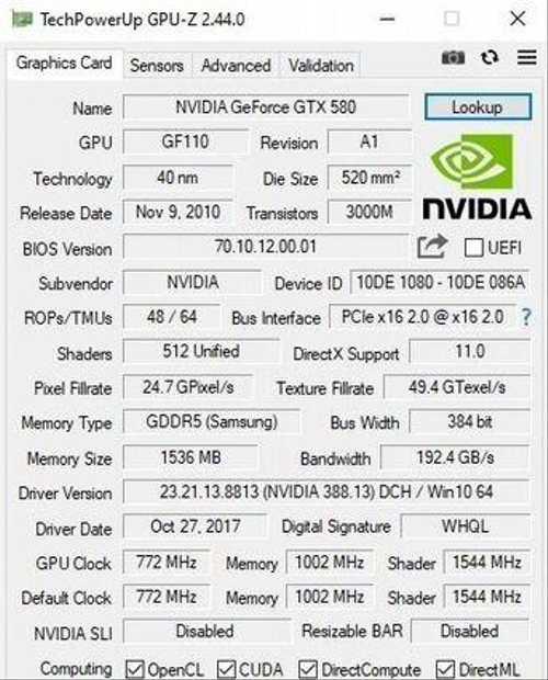 Видеокарта Gtx 580