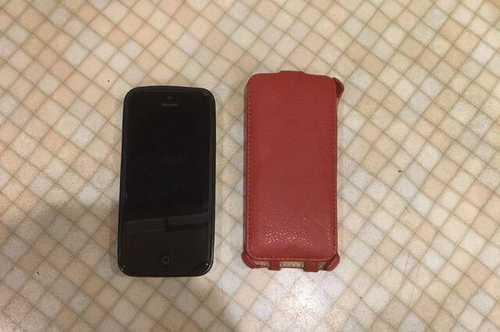 iPhone 5 с защитным стеклом (в бампере+кожаный чех