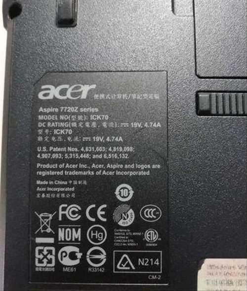 Ноутбук acer aspire 7720Z