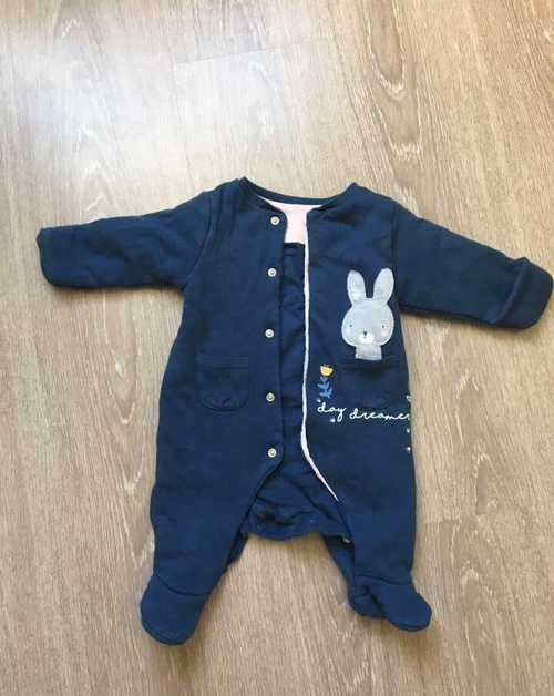 Утеплённый комбинезон (слип, поддёва) Mothercare р