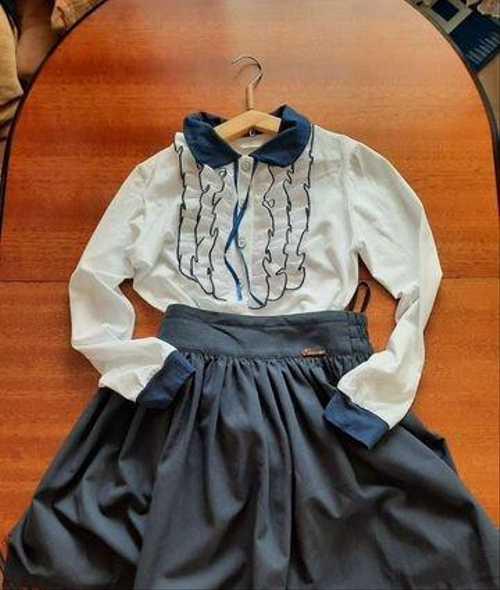 Школьная юбка с жилеткой,блузка и брюки для девочк