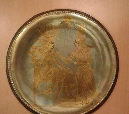 Настенная тарелка латунь 39 см. египет