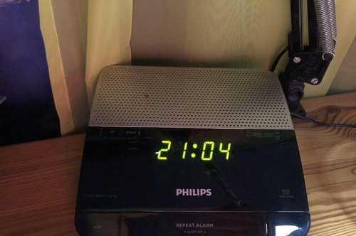 Радио-часы Philips 2будильника, радио, AUX