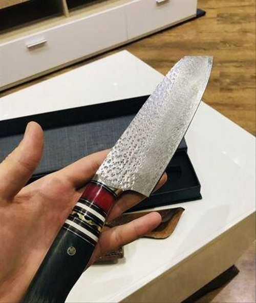 Нож сантоку дамасская сталь