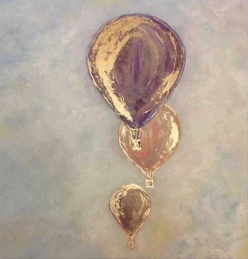 Картина маслом "Полет на воздушном шаре"