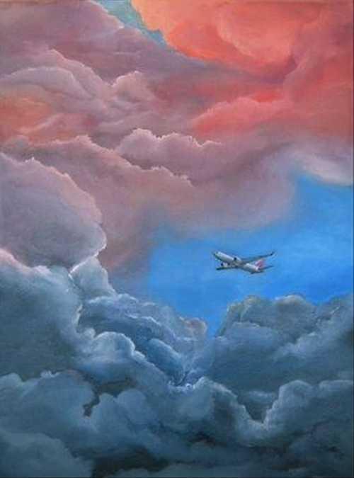 Картина маслом Самолет и Небо