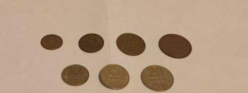 Коллекция монет СССР: 1,2,3,5,10,15,20 копеек