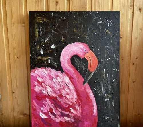 Картина маслом Розовый Фламинго 40х50см