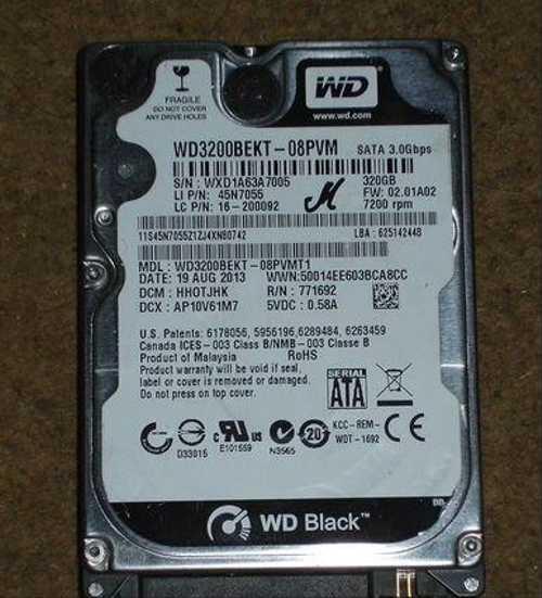 HDD WD Black 320GB 2,5" на запчасти
