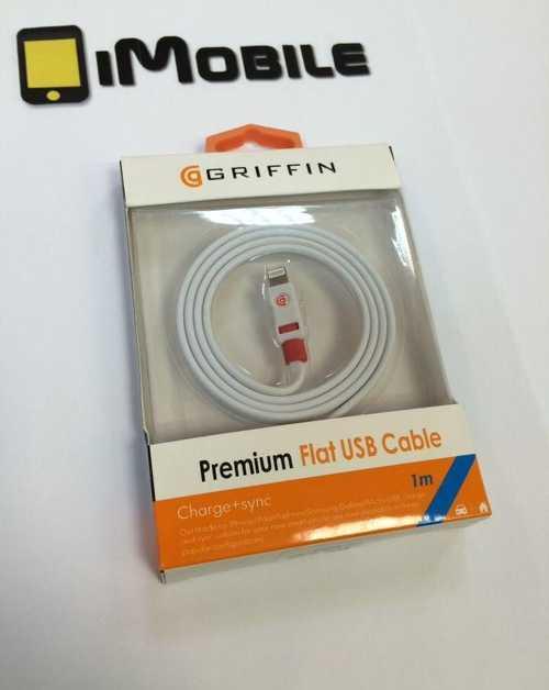 Кабель Griffin 8 pin для iPhone 5/6/7/iPad Плоский