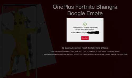 Код Fortnite Bhangra Boogie Emote OnePlus