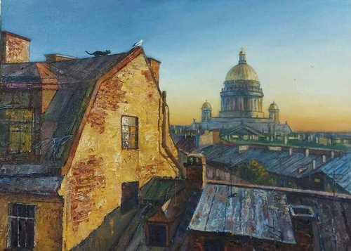 Картина маслом городской пейзаж Санкт-Петербург
