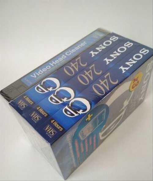 Видеокассеты sony VHS 3 шт + чистящая