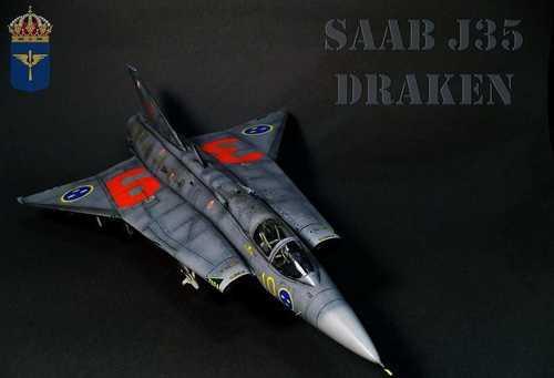 Стендовая модель saab J35 Draken 1/48