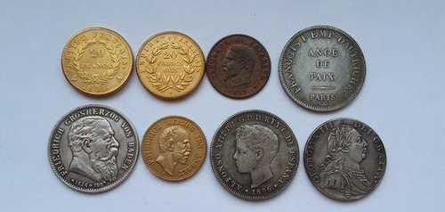 Монеты Серебро. Золото. Англия. Франция. Германия