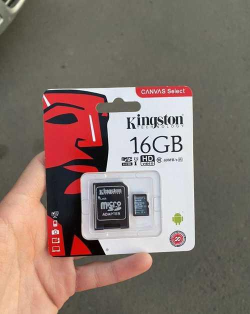 Карта памяти MicroSD Kingston 16gb