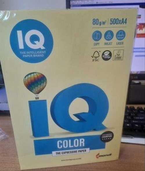 Бумага цветная для офисной техники IQ Color желтая