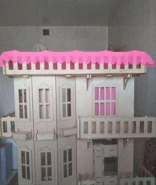 Домик кукольный деревянный 2 этажный