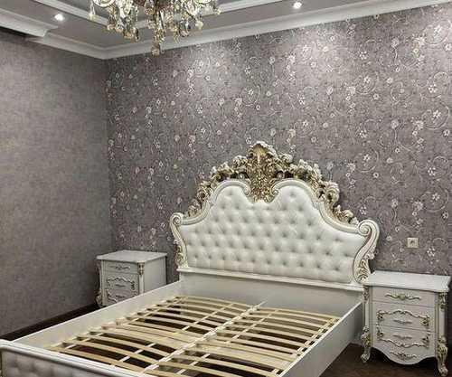 Спальный гарнитур Классика белый золото кровать