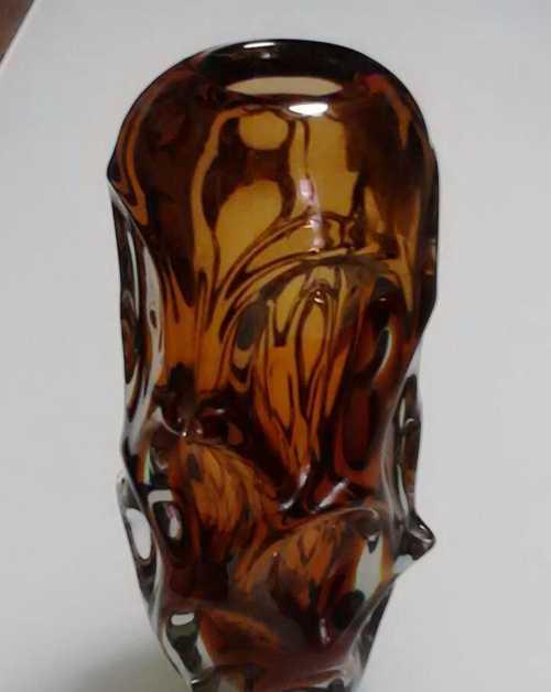 Винтажная ваза из гутного стекла, Чехословакия
