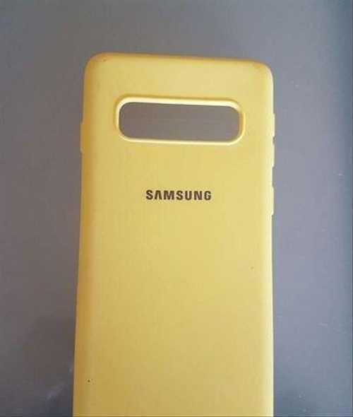 Чехол-накладка на Samsung S10 желтая