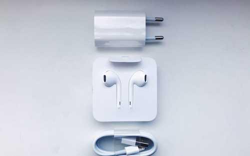 Наушники EarPods Lightning + Кабель Lightning +сзу