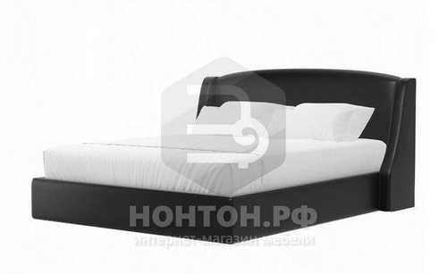 Кровать Лотос 1.6 м экокожа черная
