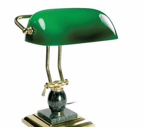 Настольная лампа-банкир с зеленым плафоном