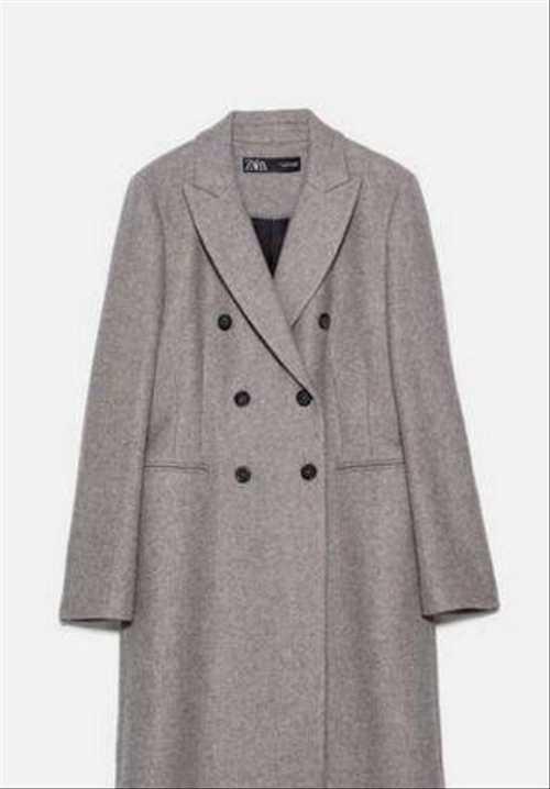 Пальто серое осеннее Zara manteco premium L