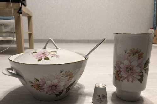 Супница, ваза и солонка от сервиза (Дулево)