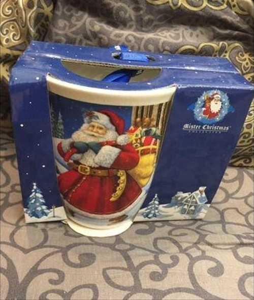 Чашка новогодняя новая с Дедом Морозом