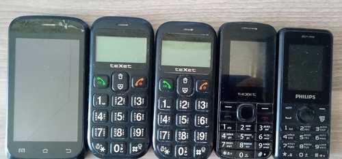 Телефоны на запчасти (Philips, Texet, Effire)
